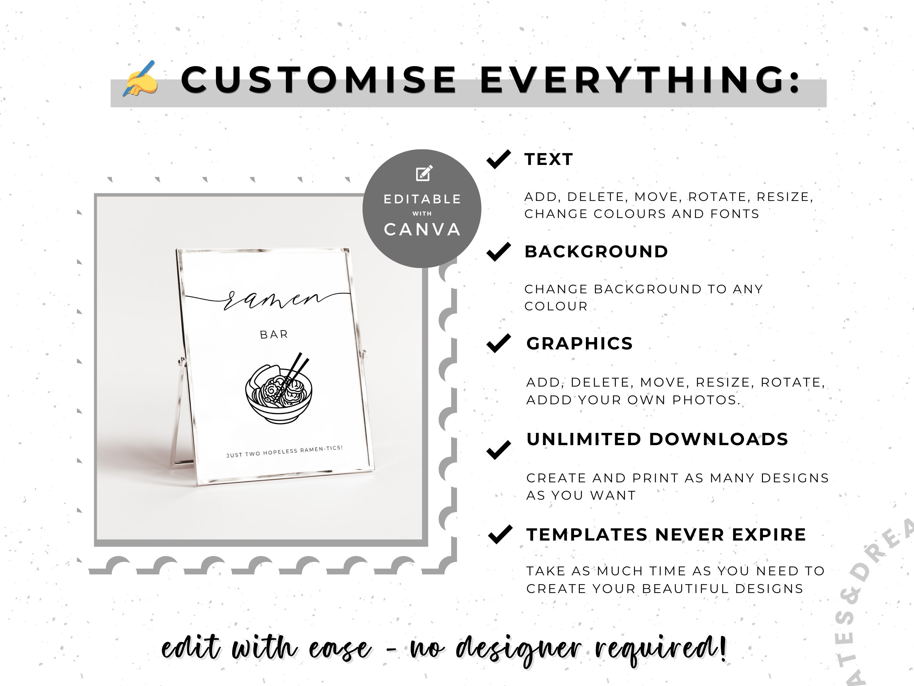 Ramen Bar Sign, Ramen Food Sign, Modern Editable Food Menu, East Asian ...