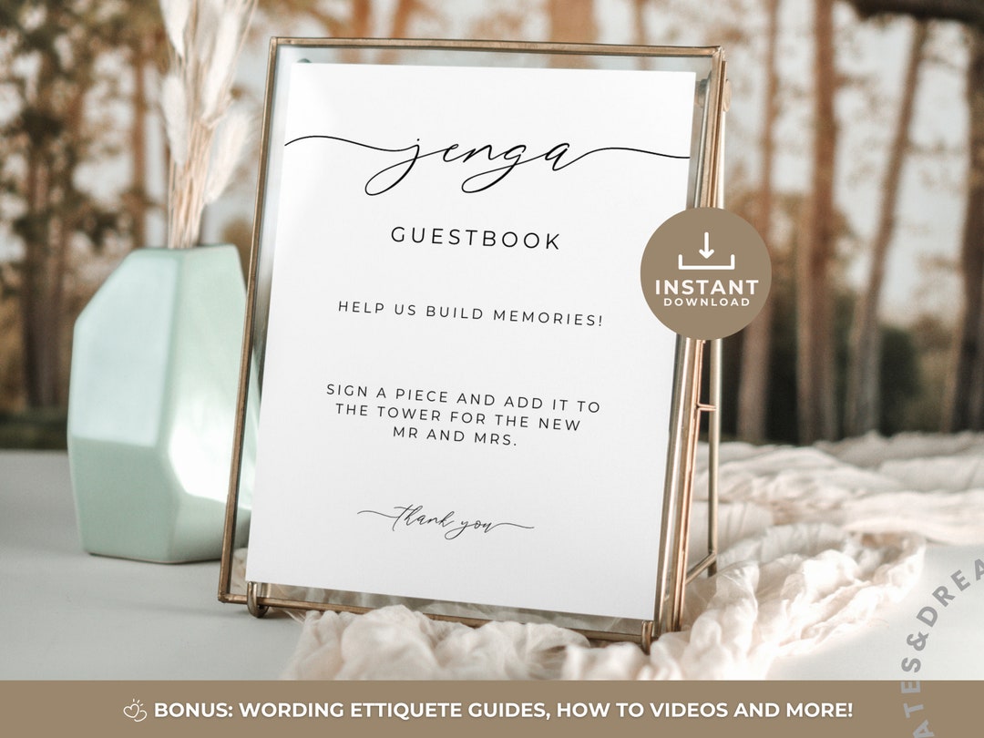 Jenga Guest Book for Wedding Sign, Help Us Build Memories, Sign A Jenga ...