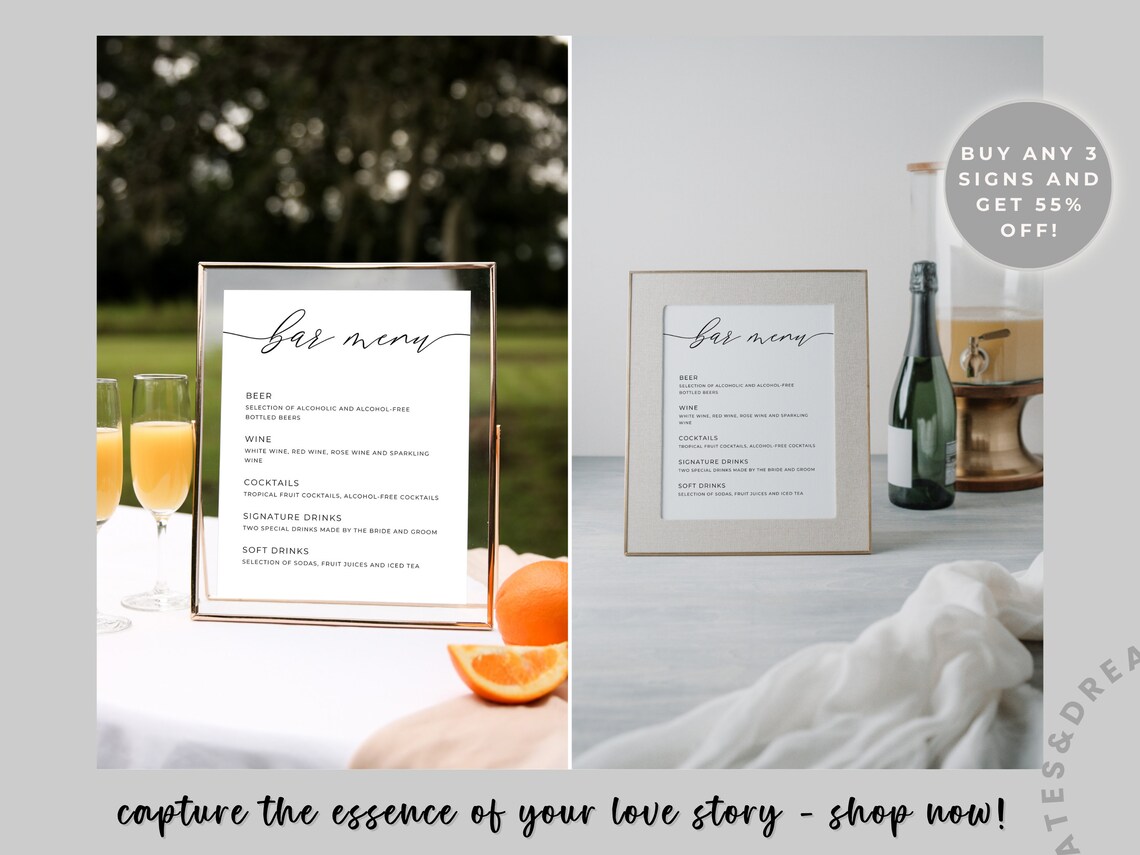 Signature Drink Sign With Bar Menu Canva Bar Menu Sign DIY - Etsy