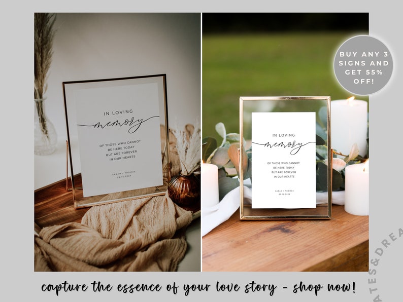 Minimalist in Loving Memory Sign, Simple in Loving Memory Sign Wedding ...