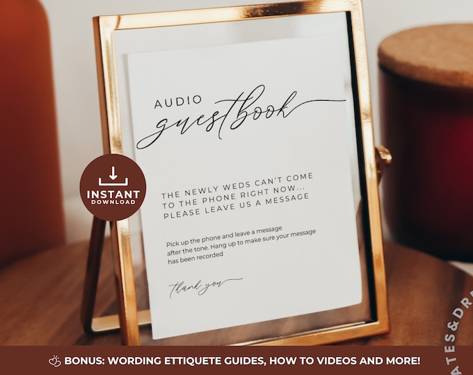 Telephone Guest Book Sign Template | Wedding Audio Guestbook | Leave Me ...