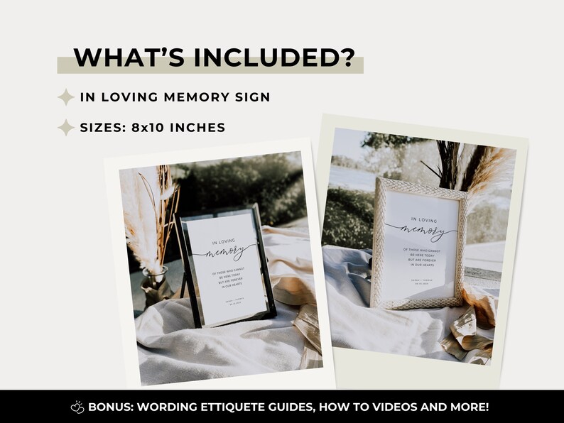 Simple in Loving Memory Sign Wedding Template, Modern and Minimalistic ...