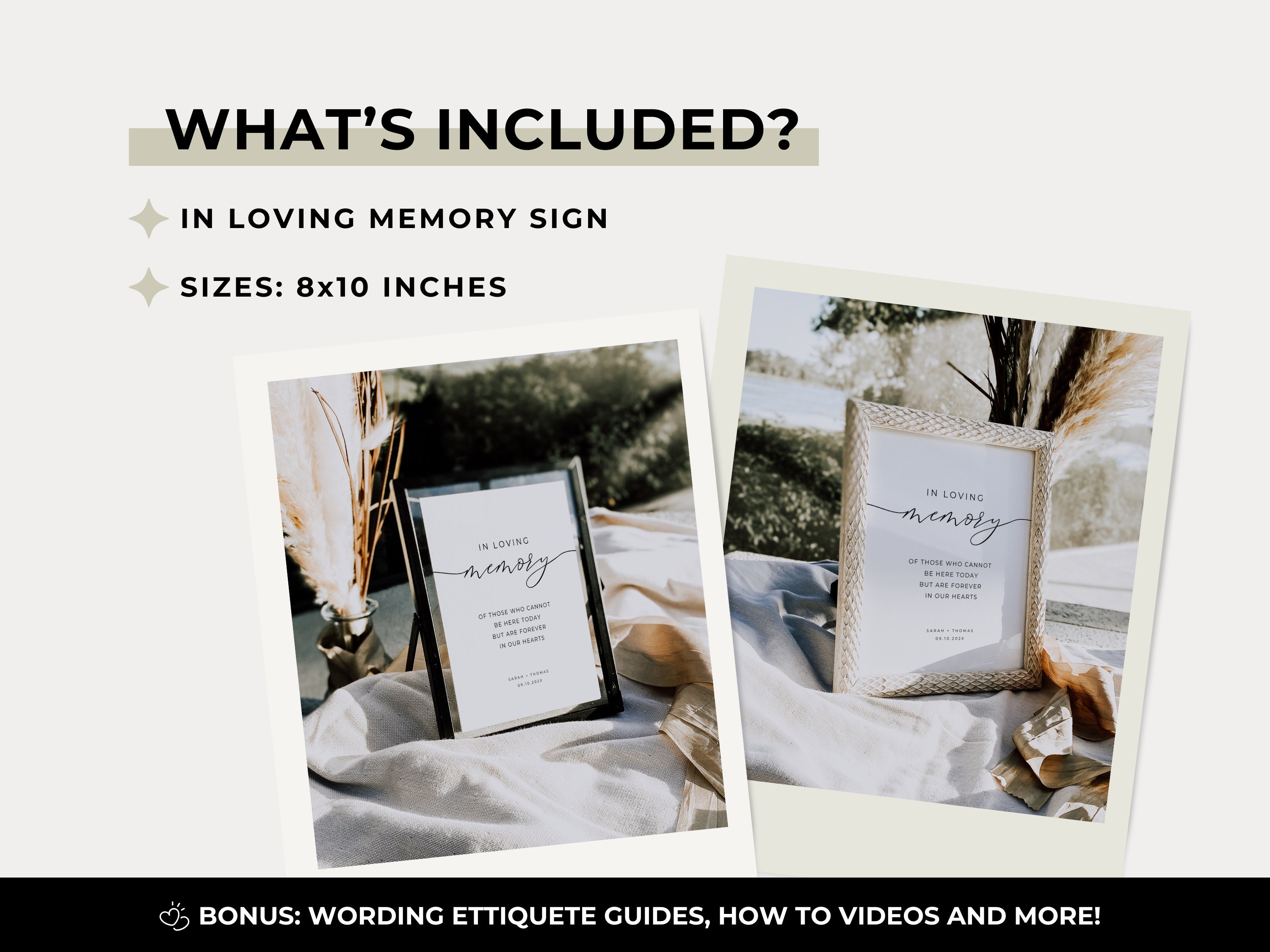 Simple in Loving Memory Sign Wedding Template, Modern and Minimalistic ...