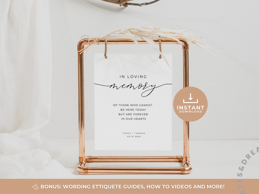 In Loving Memory Sign Template 8x10, Minimalist in Loving Memory Sign ...