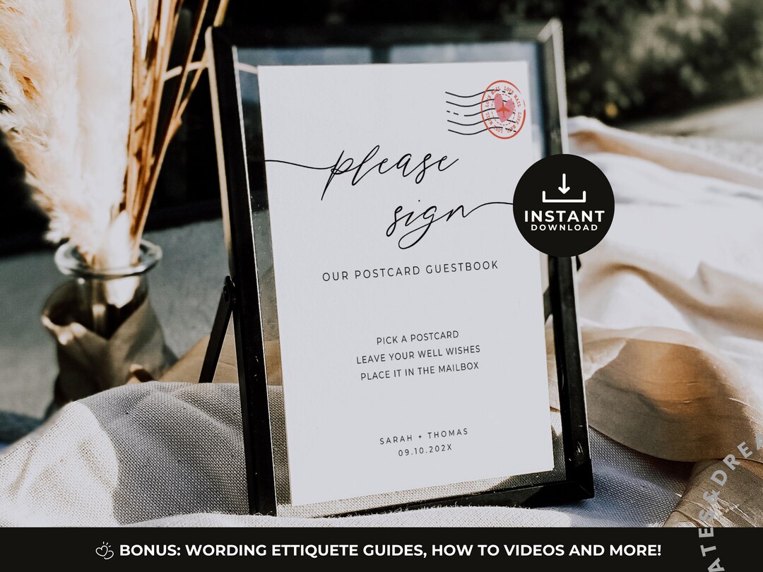 Modern Postcard Guestbook Sign | Printable Wedding Table Decor ...