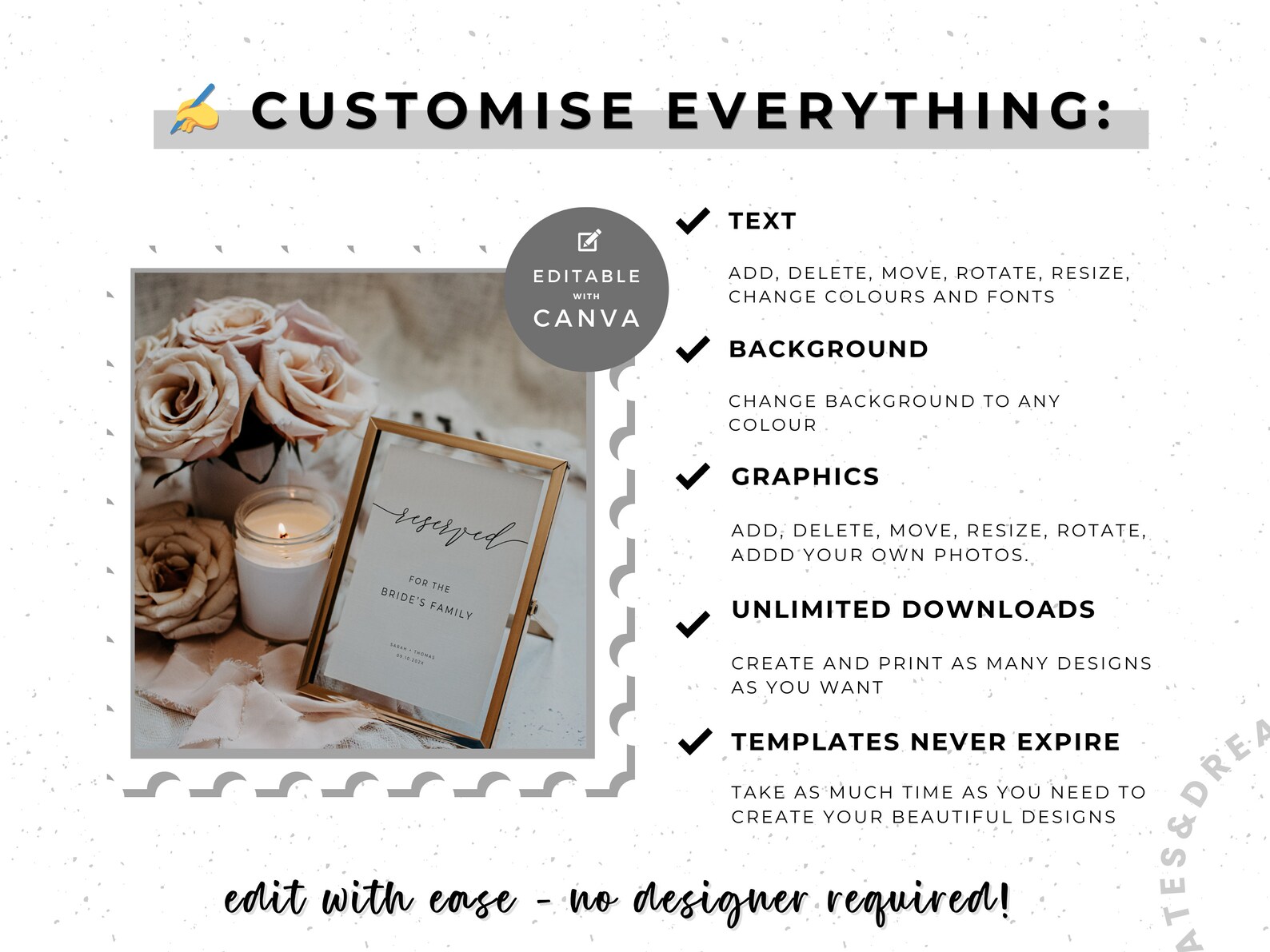 Reserved Sign Wedding Printable for the Bride's Family, Reserved for ...