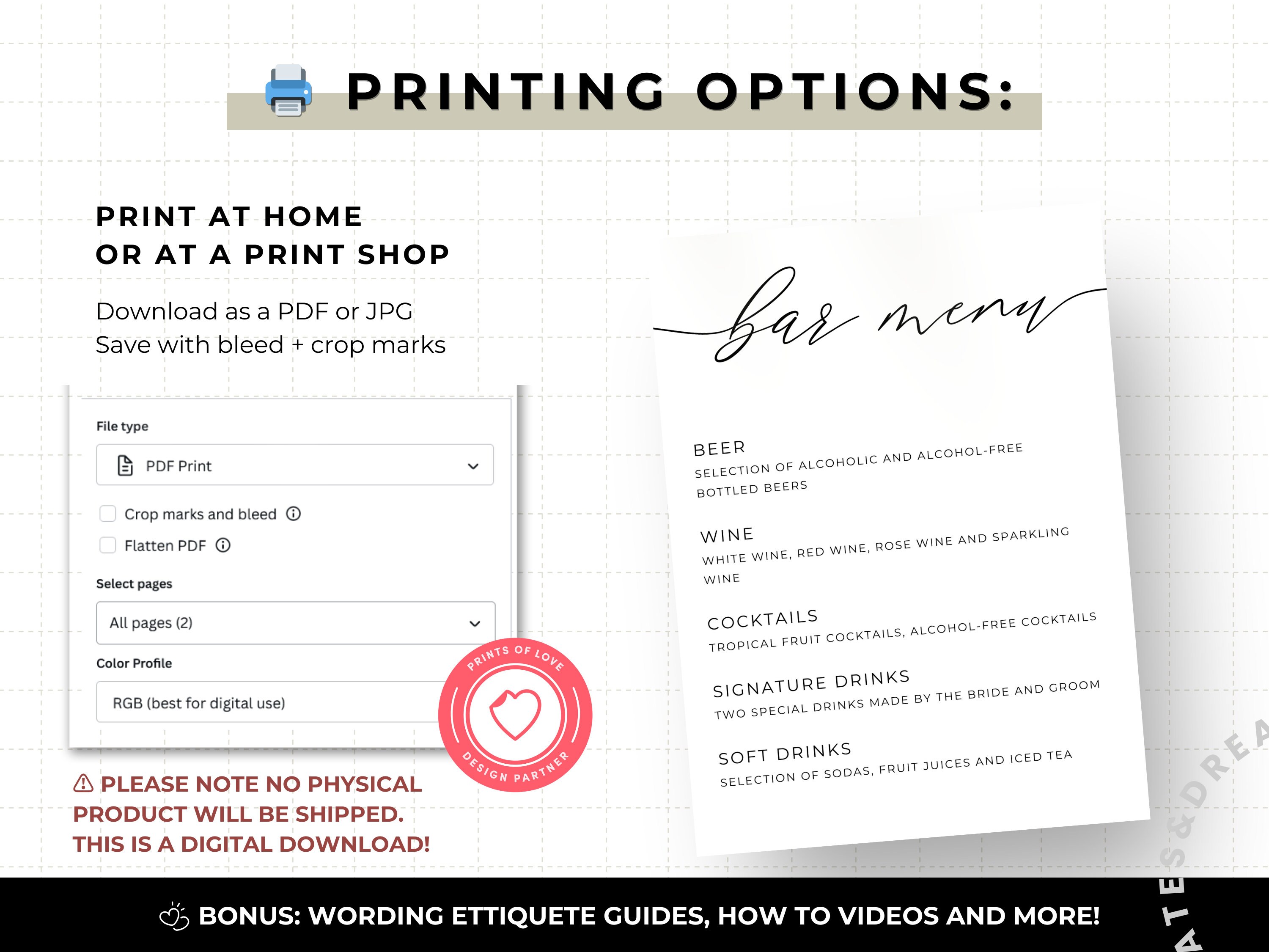 Signature Drink Sign With Bar Menu Canva Bar Menu Sign DIY - Etsy