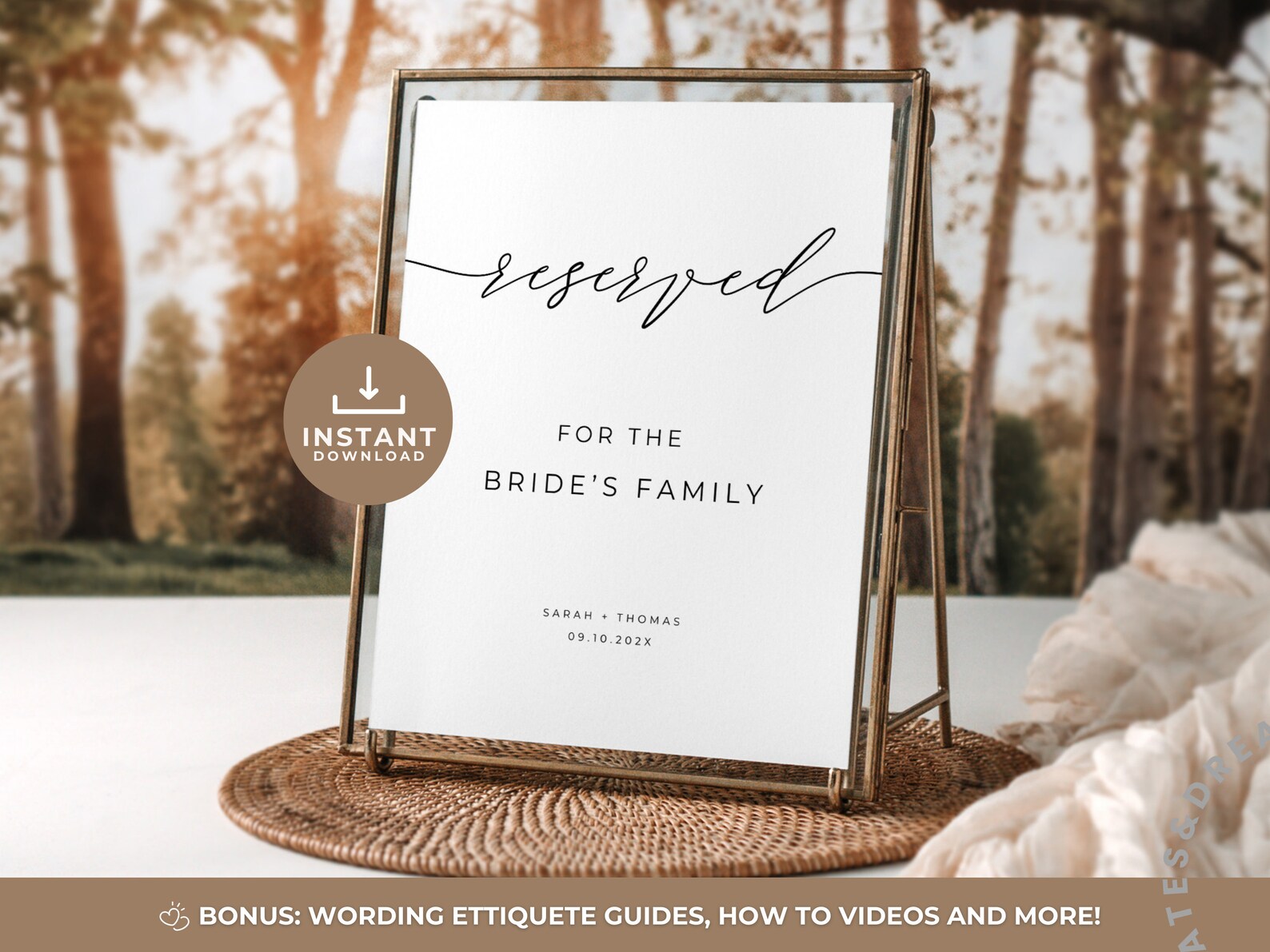 Reserved Sign Wedding Printable for the Bride's Family, Reserved for ...