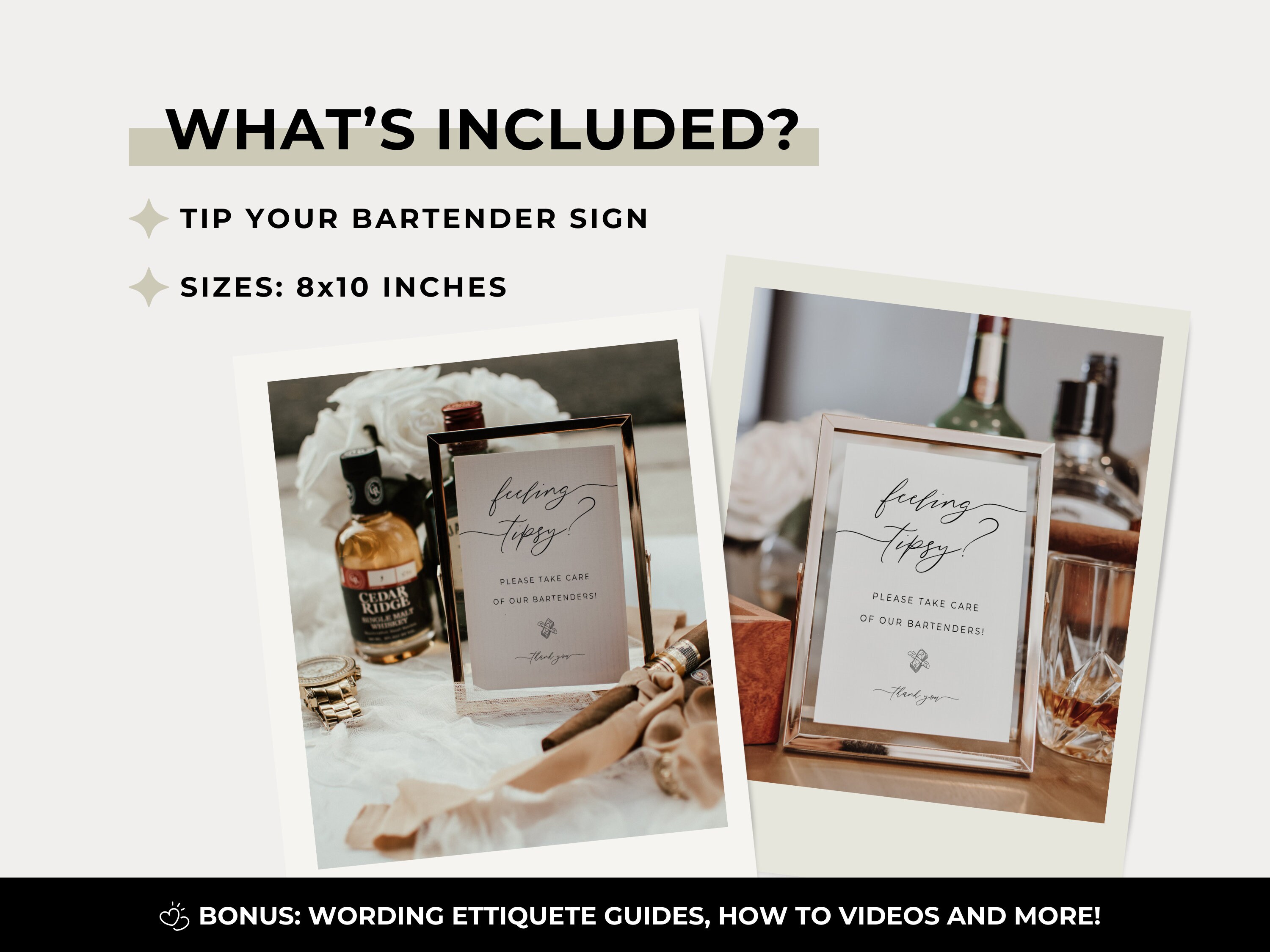 Tips Sign for Wedding, Tip Your Bartender Wedding Sign, Feeling Tipsy ...