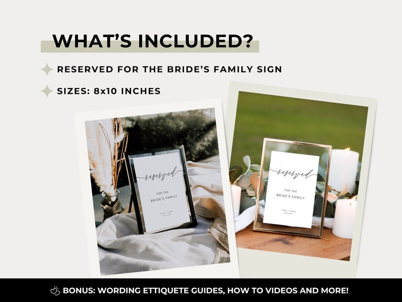Reserved Sign Wedding Printable for the Bride's Family, Reserved for ...