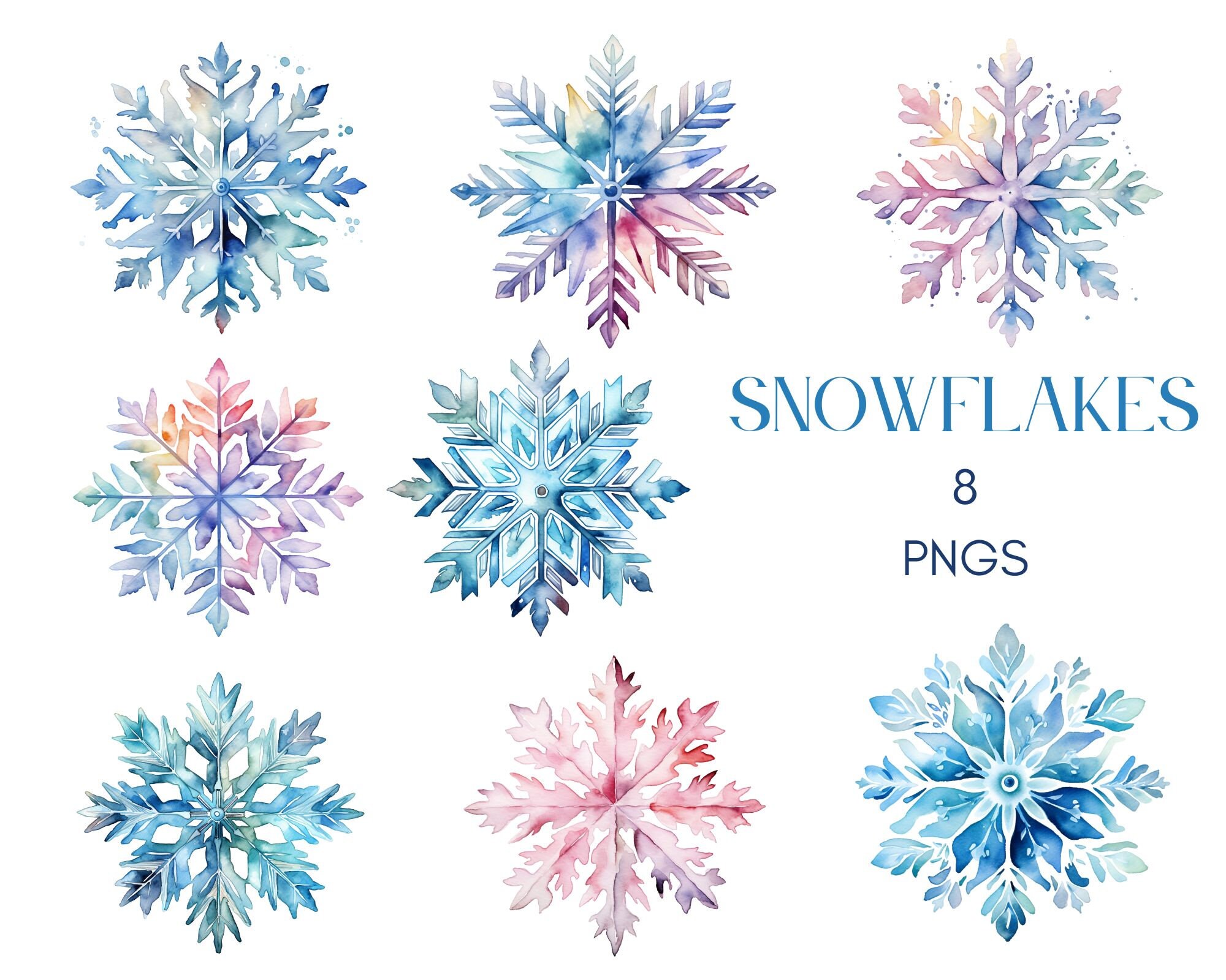 Snowflake Clip Art, Snowflake PNG, Holiday Clip Art, Christmas PNG ...