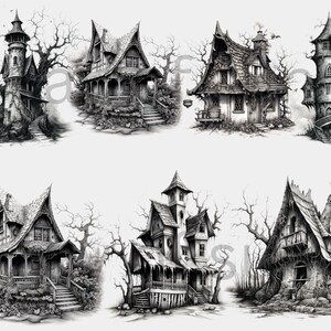 Haunted House Clip Art, Witch House PNG, Halloween PNG, Gothic Clip Art ...
