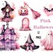 Pink Halloween Watercolor Clip Art, Halloween PNG, Cute Halloween Clip ...
