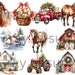 Christmas Clip Art, Farm Clip Art, Festive Holiday Clip Art, Winter ...