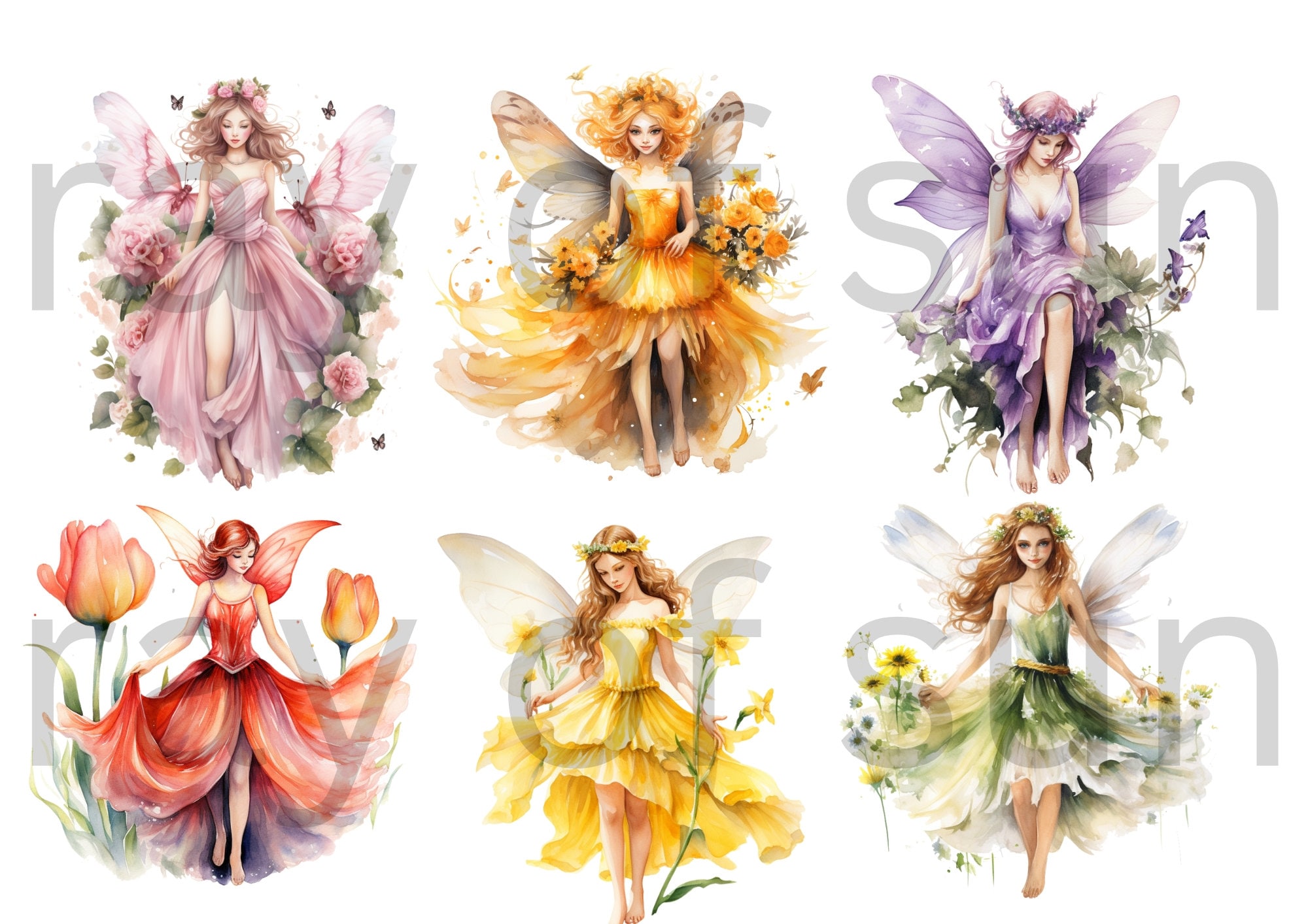 Flower Fairies Clip Art, Watercolor Fairy Clip Art, Fairytale Clipart ...