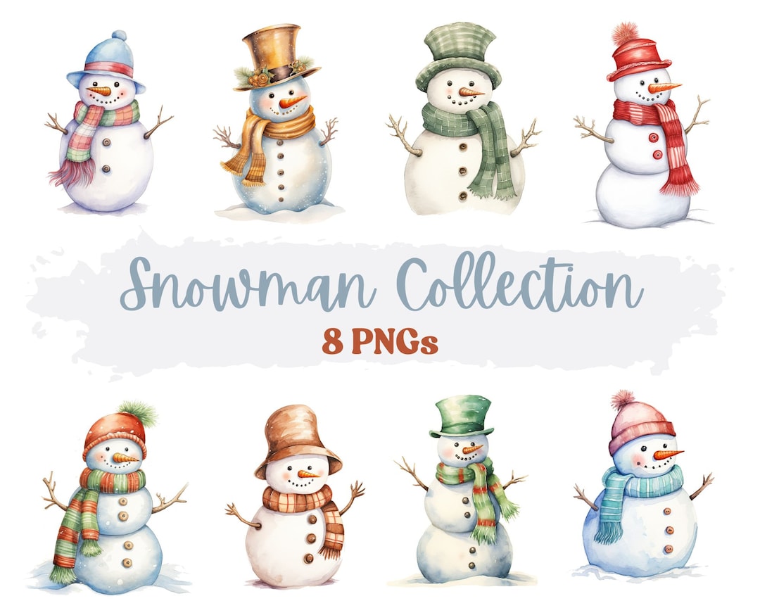 Snowman Clip Art, Snowman PNG, Holiday Clip Art, Christmas PNG, Snowman ...