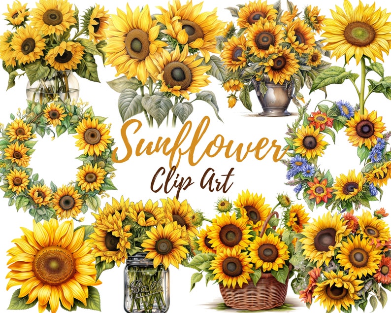 Sunflower Clipart, Sunflower PNG, Sunflower Graphics, Summer Clip Art ...