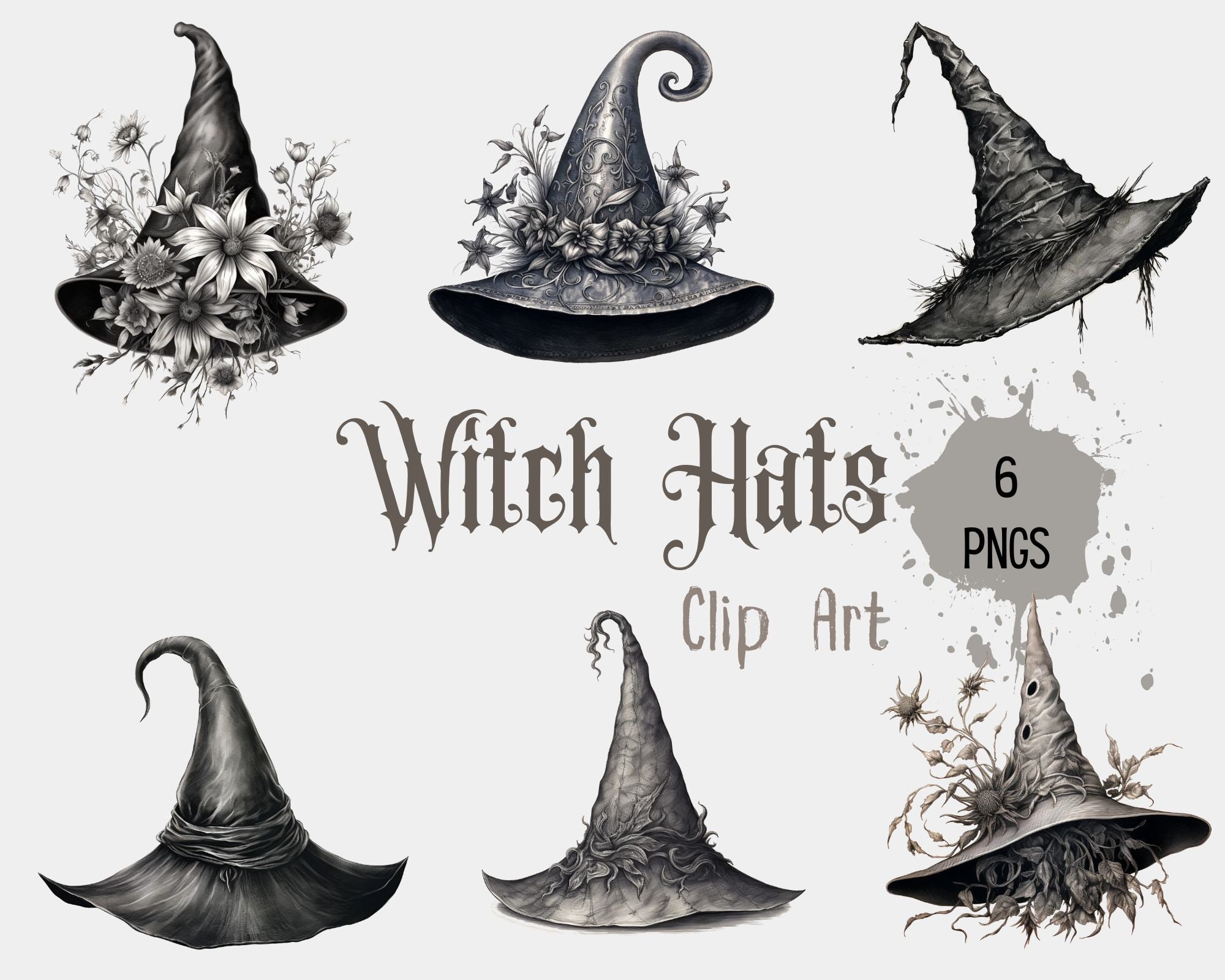 Witch Hat Clip Art, Halloween PNG, Gothic Clip Art, Witch PNG ...