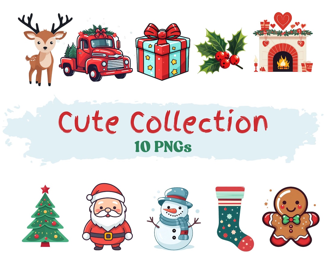 Cute Christmas Clip Art, Cute Christmas PNG, Holiday Clip Art, Cute PNG ...