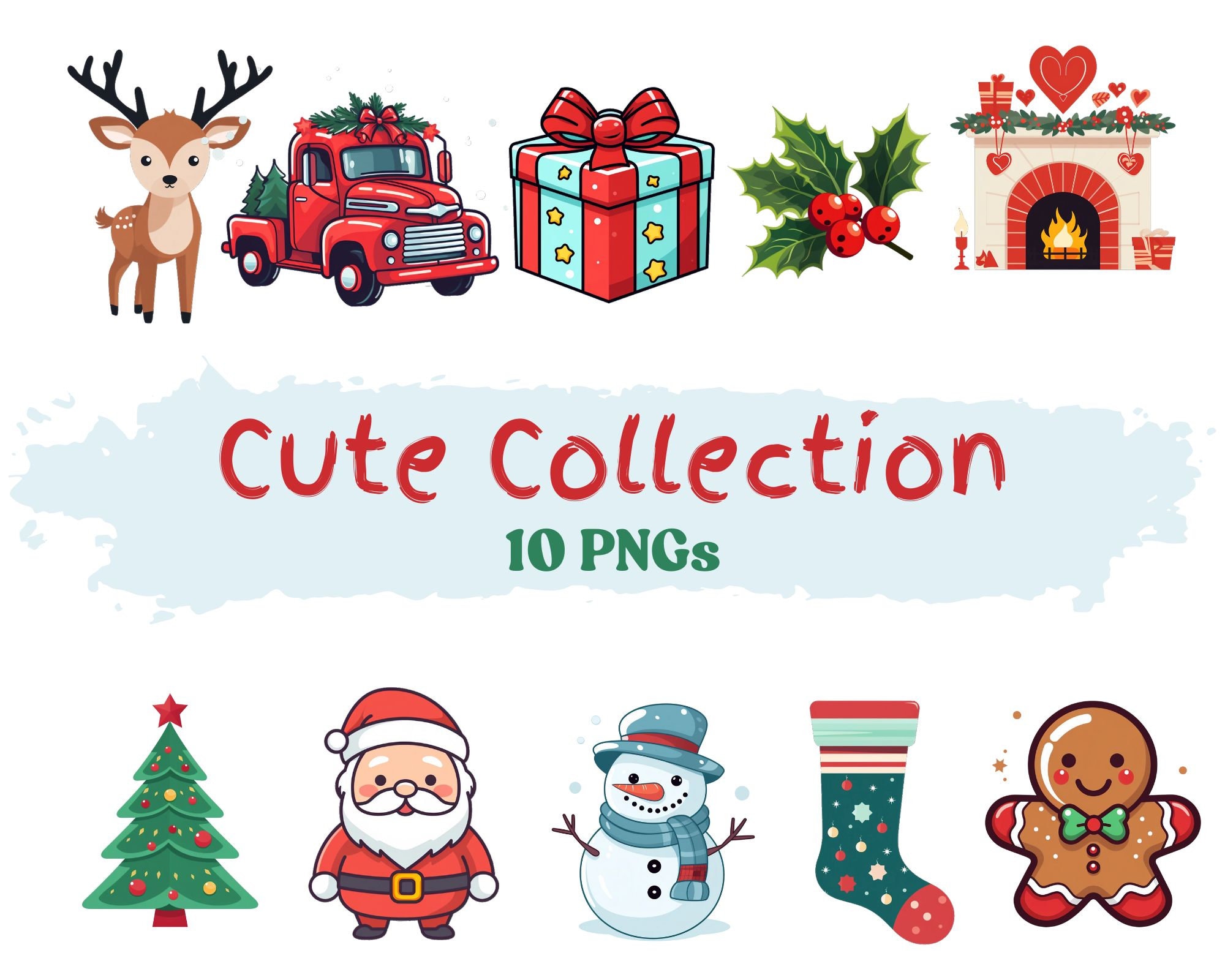 Cute Christmas Clip Art, Cute Christmas PNG, Holiday Clip Art, Cute PNG ...