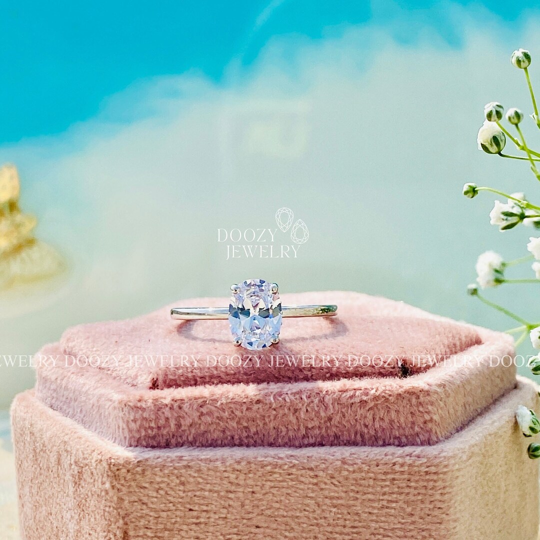 1.50 CT Hidden Halo Oval Engagement Ring Moissanite Solitaire - Etsy