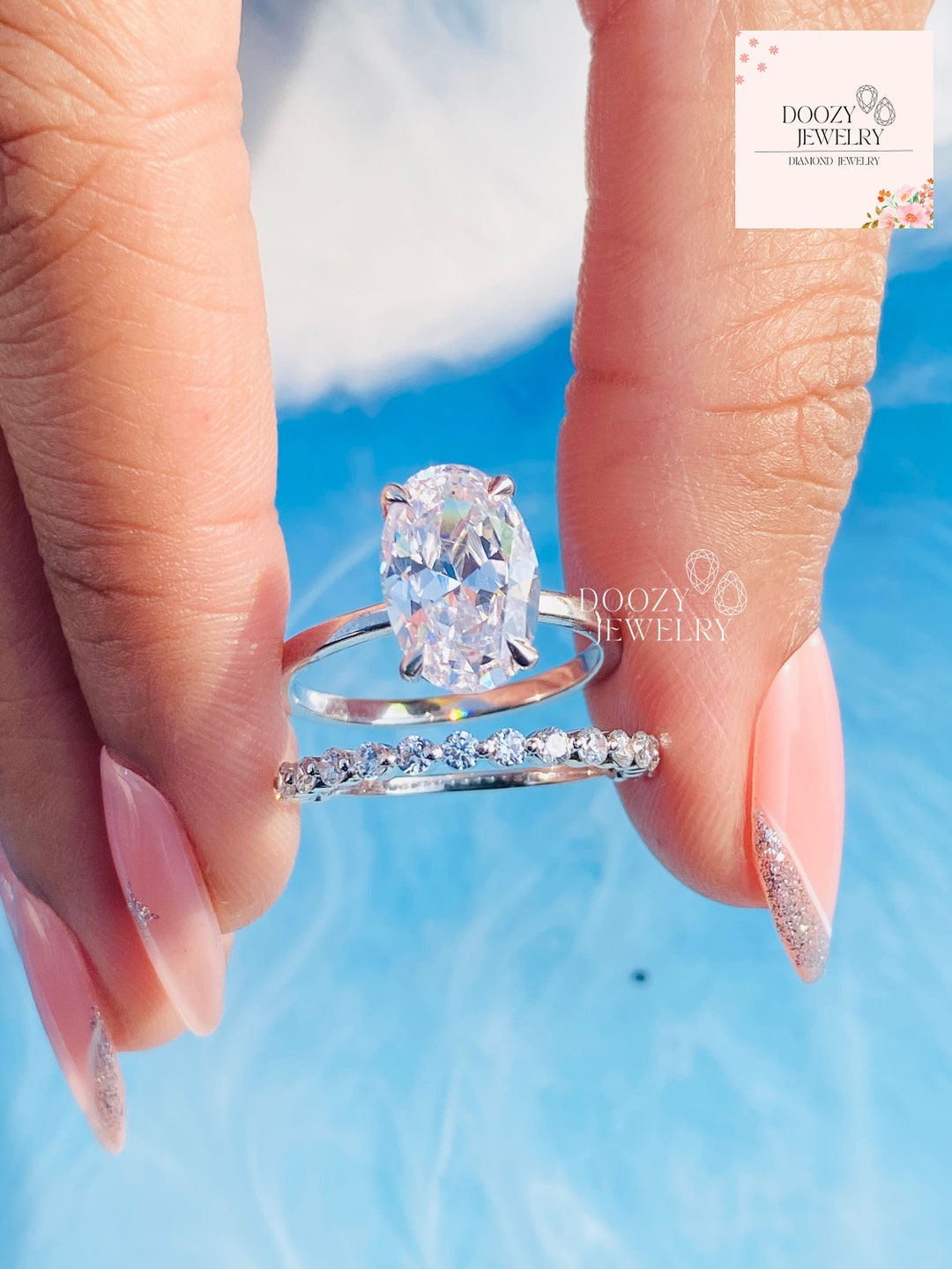 3.75CT Classic Oval Cut Wedding Ring Set, Elegant Bridal Set, Oval Cut ...