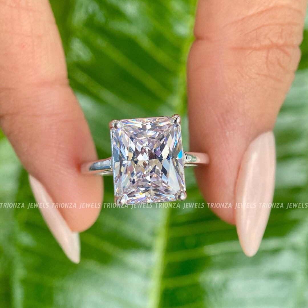 3 CT Radiant Cut Moissanite Diamond Engagement Ring Dainty Gold Vintage ...