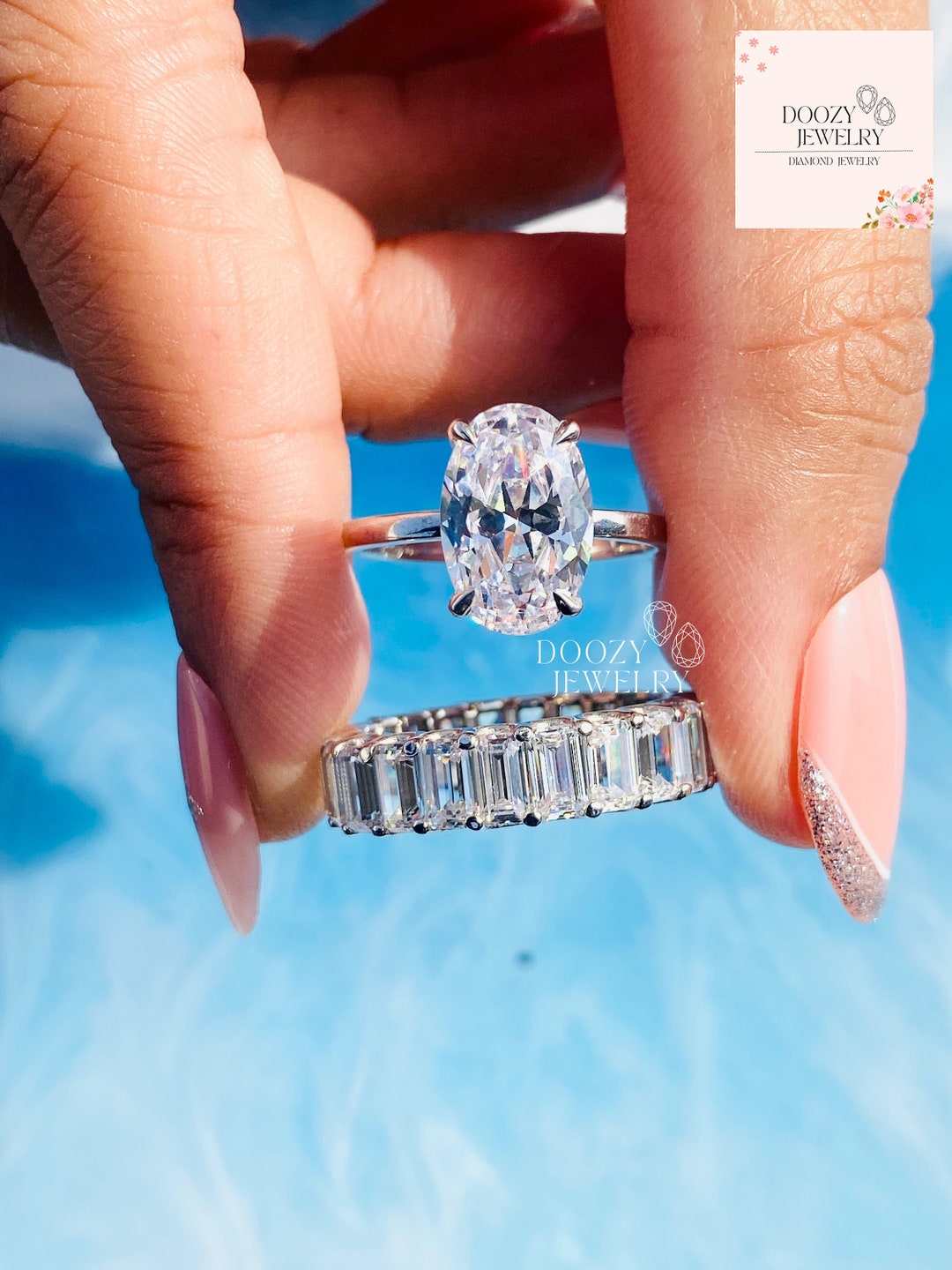 3.75CT Classic Oval Cut Wedding Ring Set, Elegant Bridal Set, Oval Cut ...