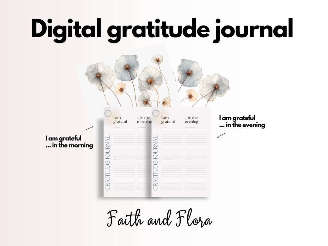Faith and Flora Gratitude Journal Bible Study Sheets Reading Daily ...