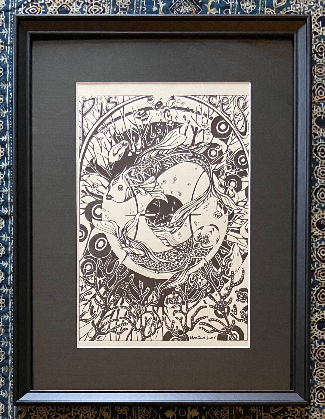 PISCES // Original Framed Drawing - Etsy