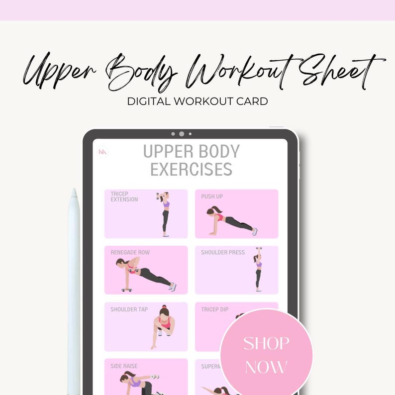 Upper Body Exercise Sheet, Arm Workout, Digital Download, Home Workout ...