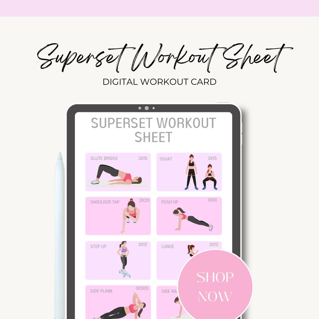 Superset Workout Sheet, Exercise Sheet, Full Body Workout, Home Workout ...