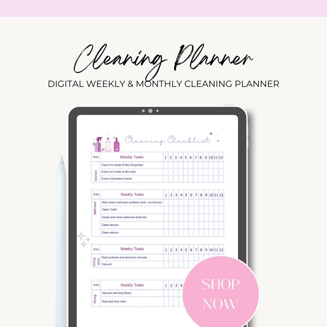 Cleaning Checklist, Monthly Cleaning Checklist, Weekly Cleaning ...