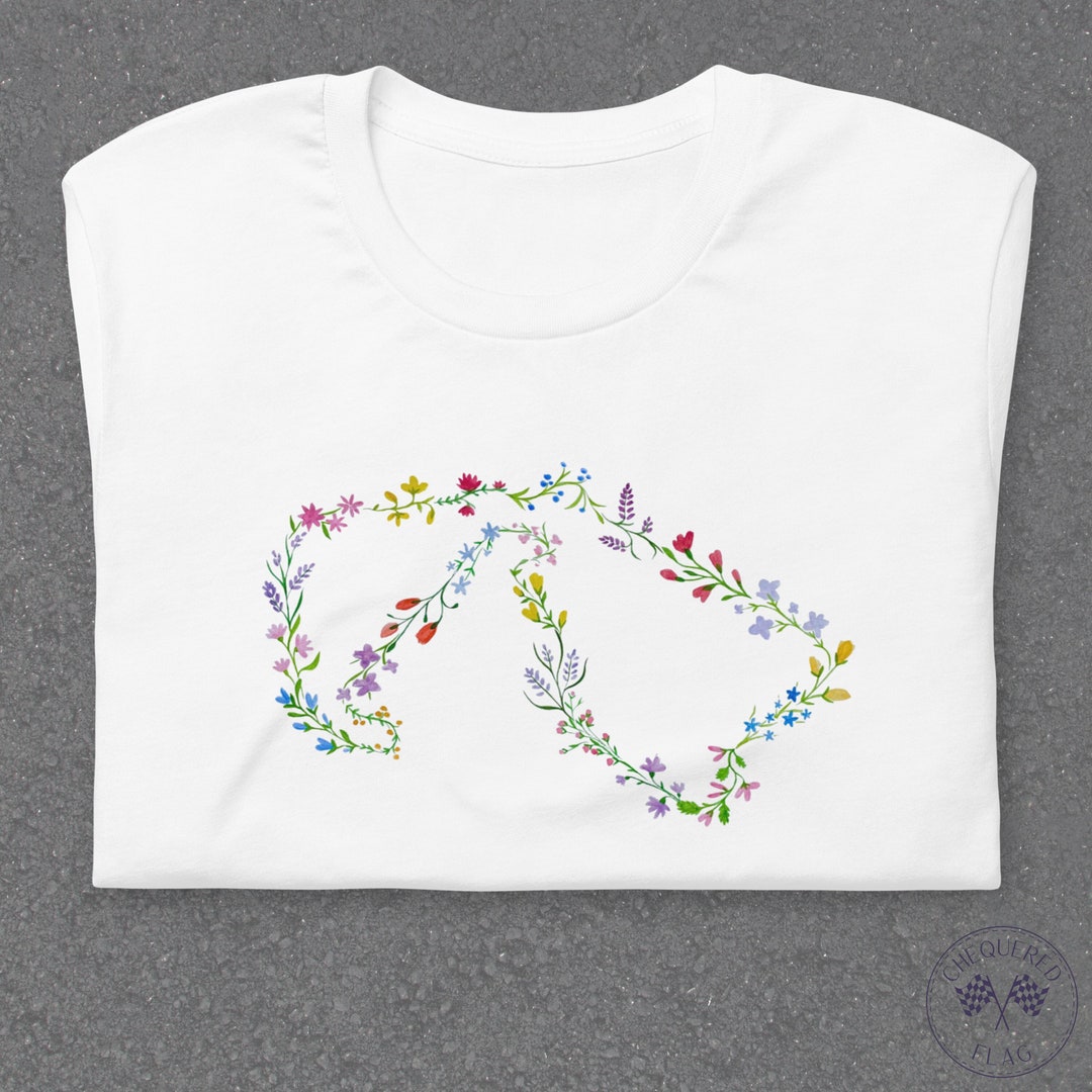 F1 Silverstone T-shirt | Floral Track Outline Unisex Top in White ...