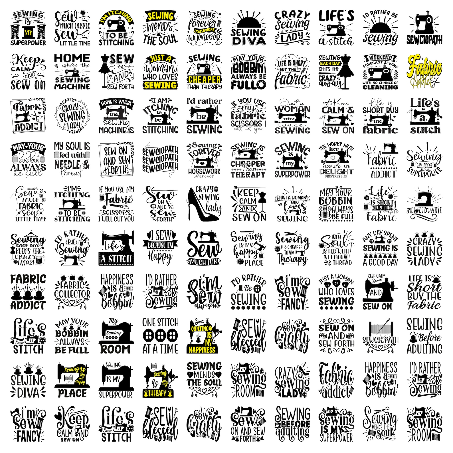 Sewing SVG Bundle, SVG Files for Cricut, Instant Download, 100 Sewing ...