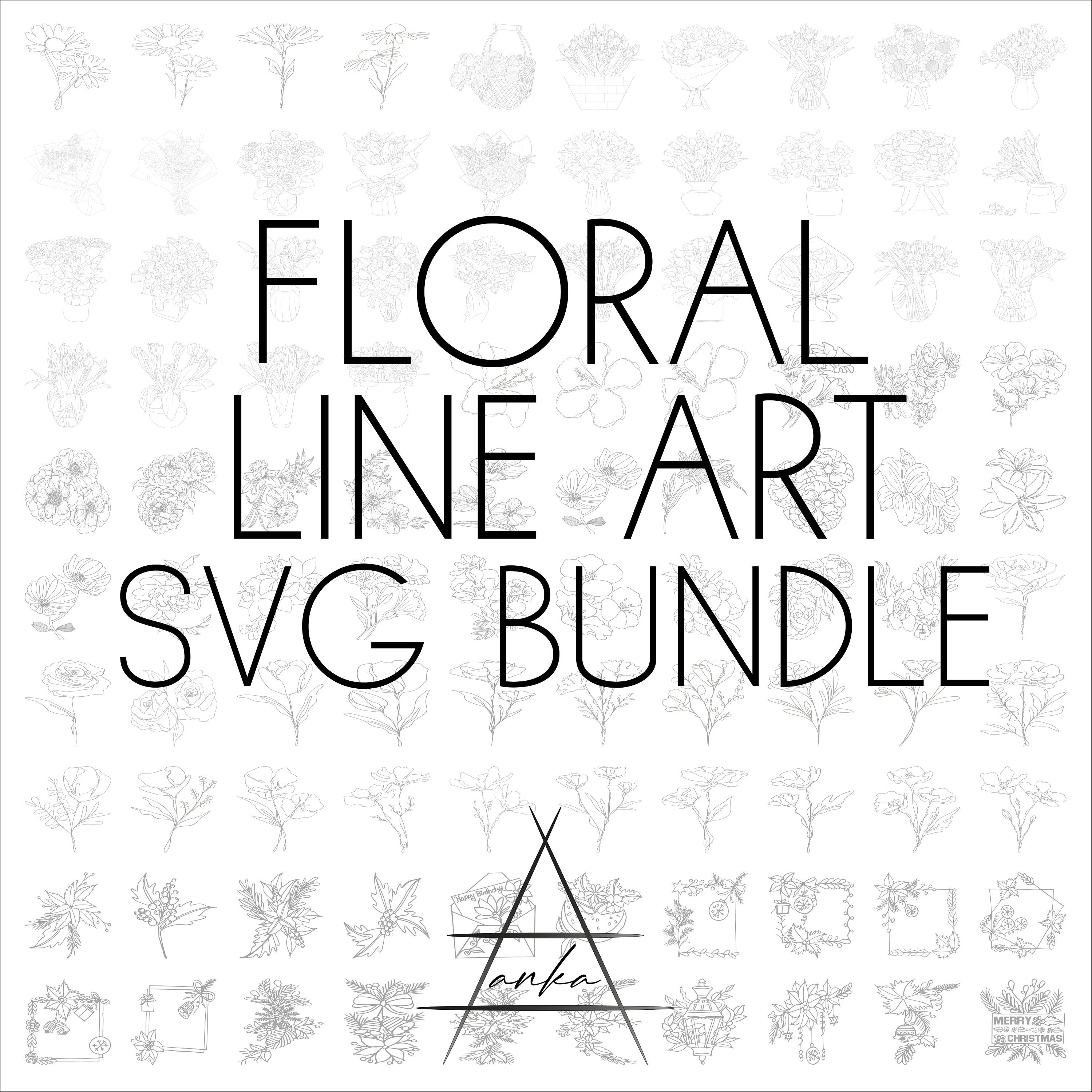 Floral Line Art SVG Bundle Digital Download SVG Files for - Etsy