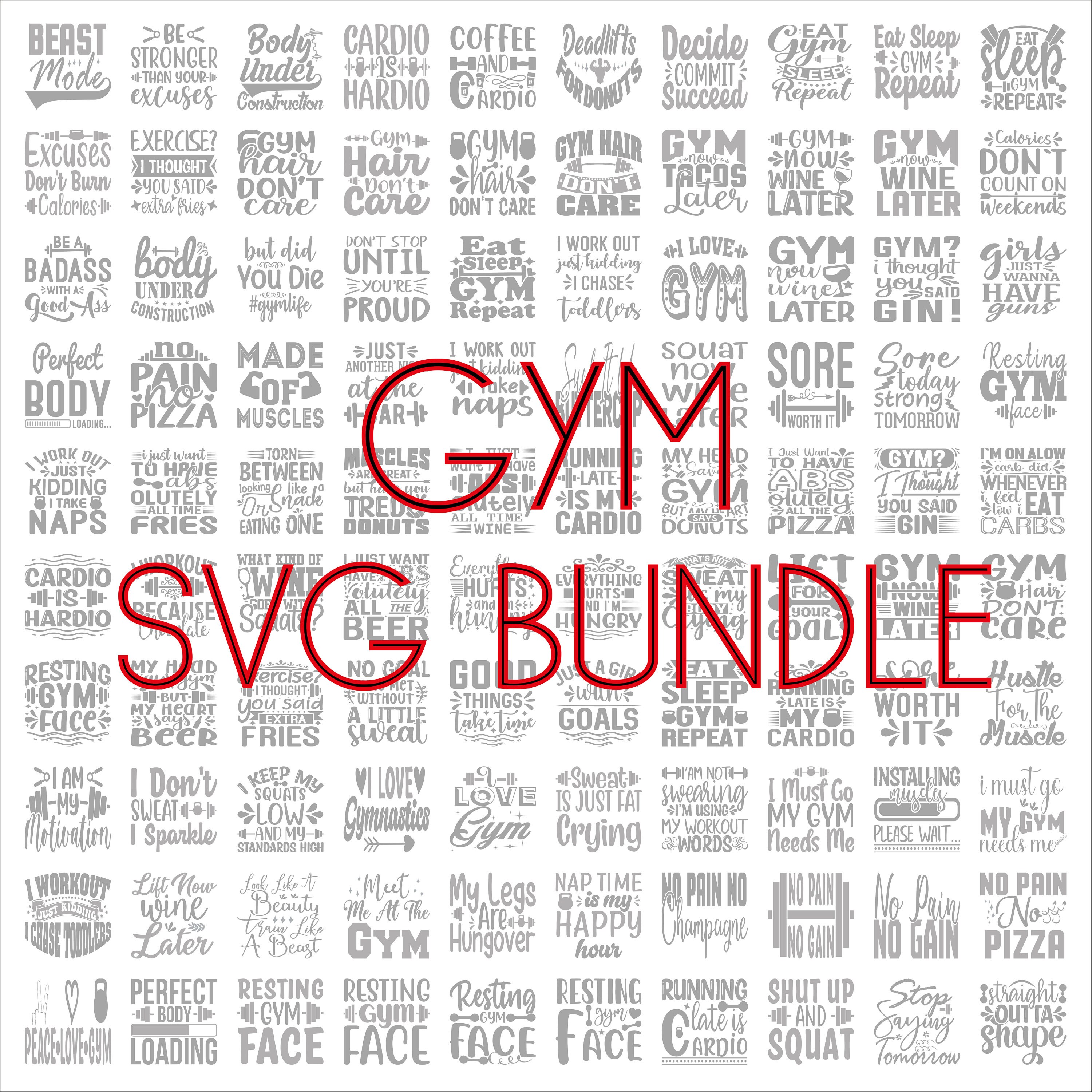 Gym SVG Bundle, SVG Files for Cricut, Digital Download, Gym PNG, 100 ...