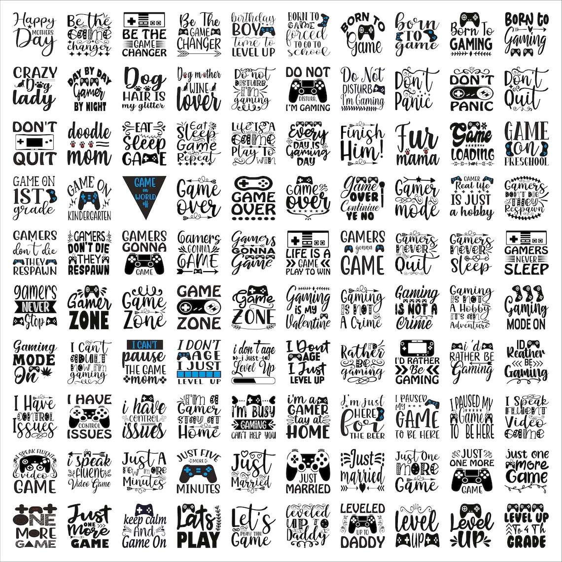 Gamer SVG Bundle, Instant Download, SVG Files for Cricut, 100 Gamer ...