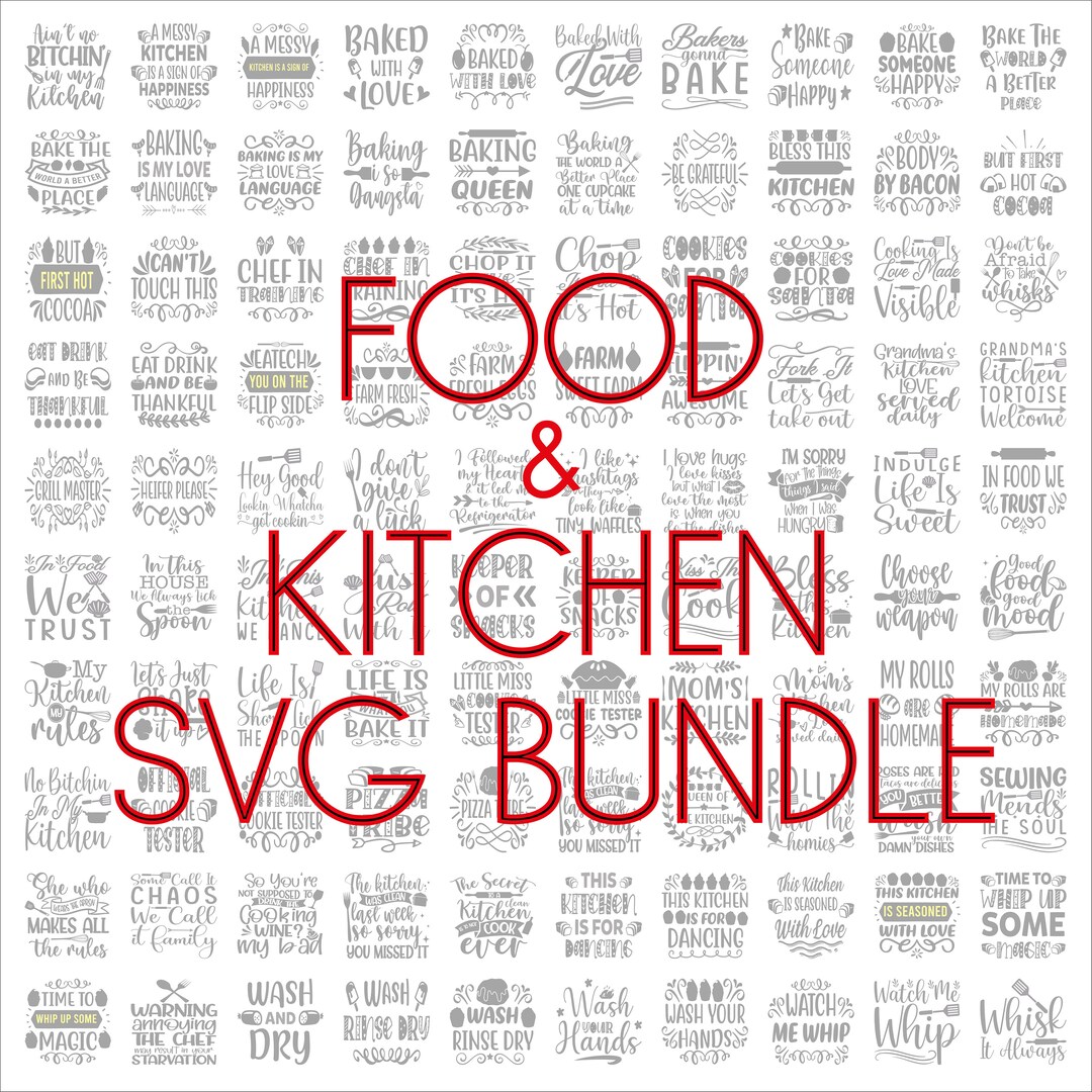 Food and Kitchen SVG Bundle, SVG Files for Cricut, Digital Download ...