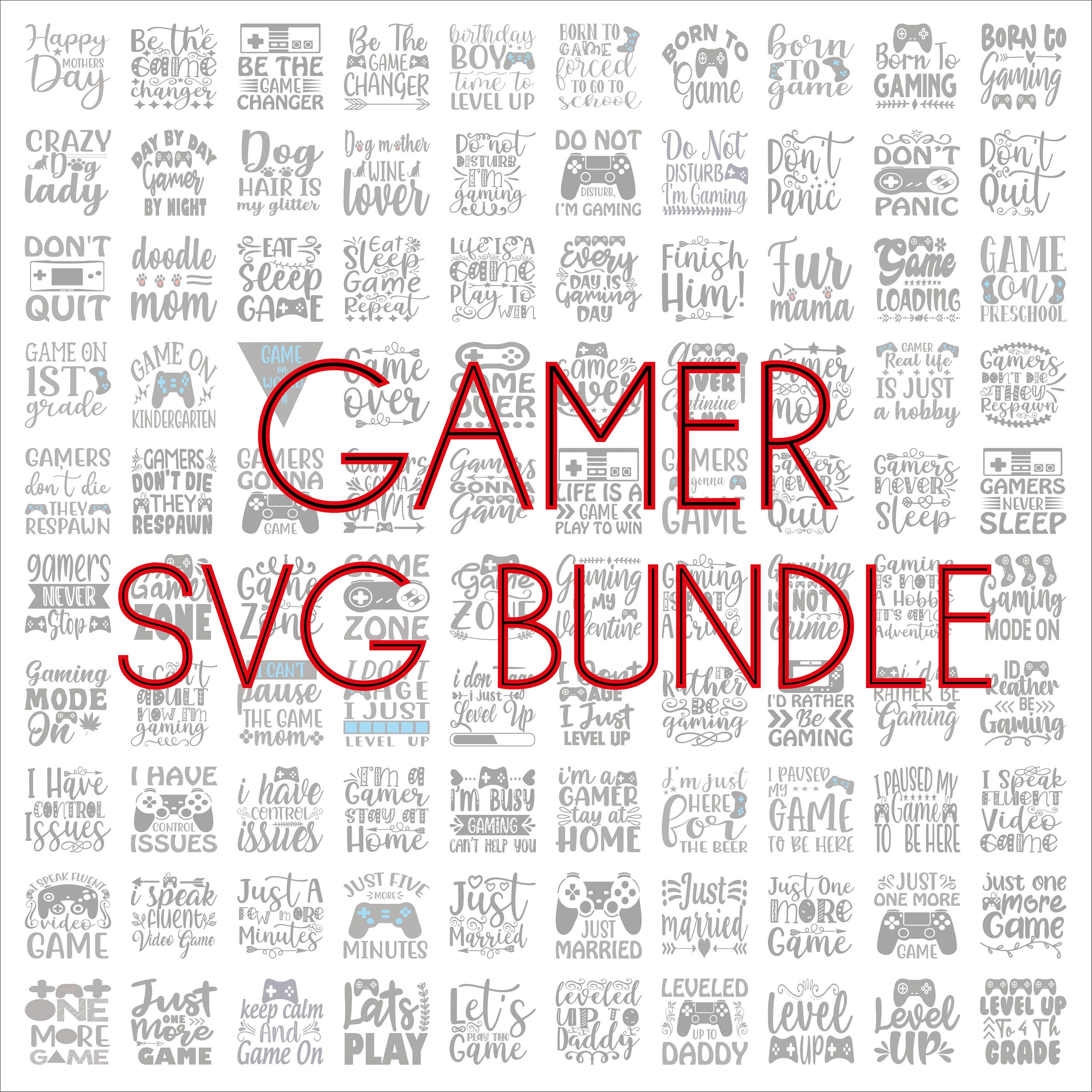 Gamer SVG Bundle, Instant Download, SVG Files for Cricut, 100 Gamer ...