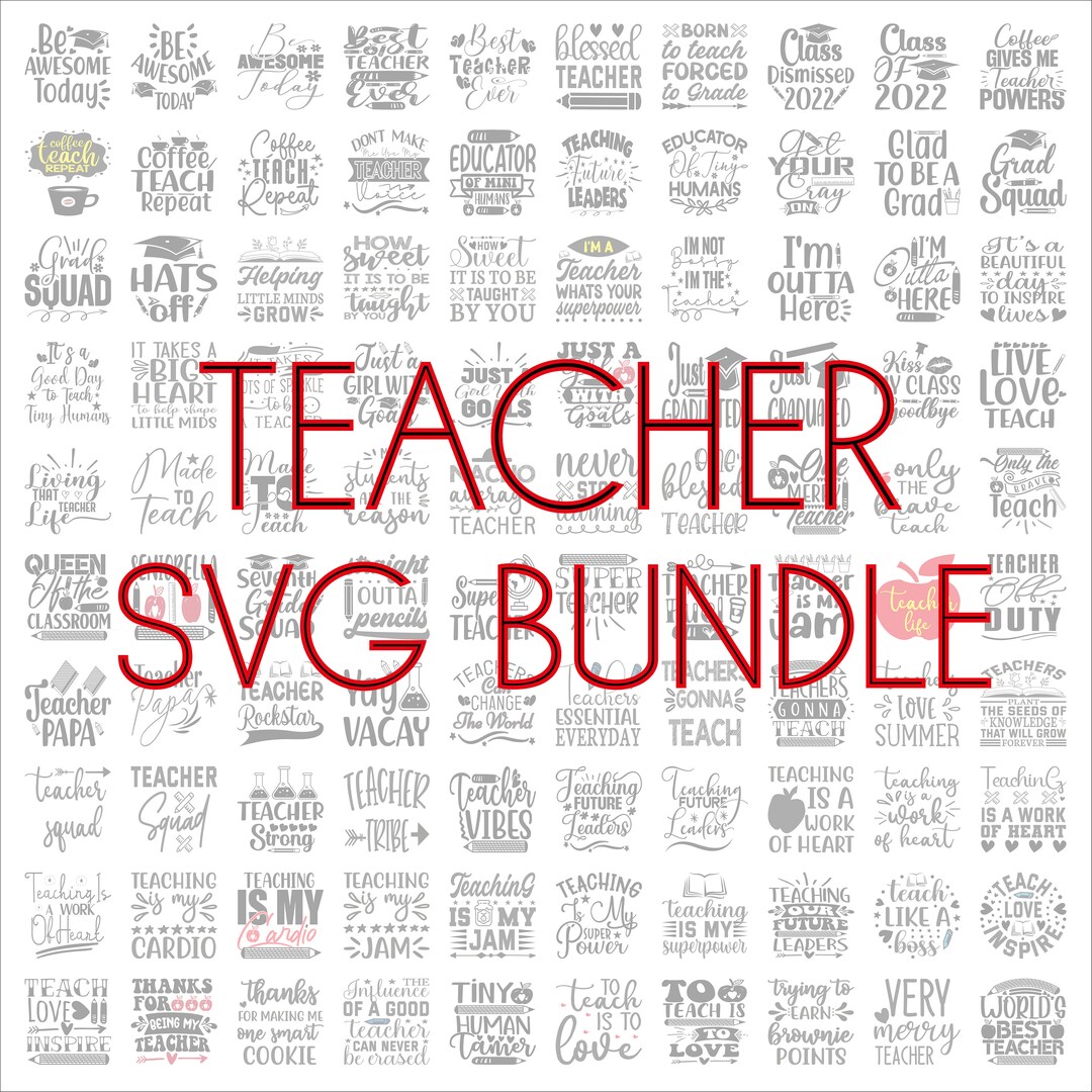 Teacher SVG Bundle, Digital Download, Cricut Cutting Files, Teacher PNG ...