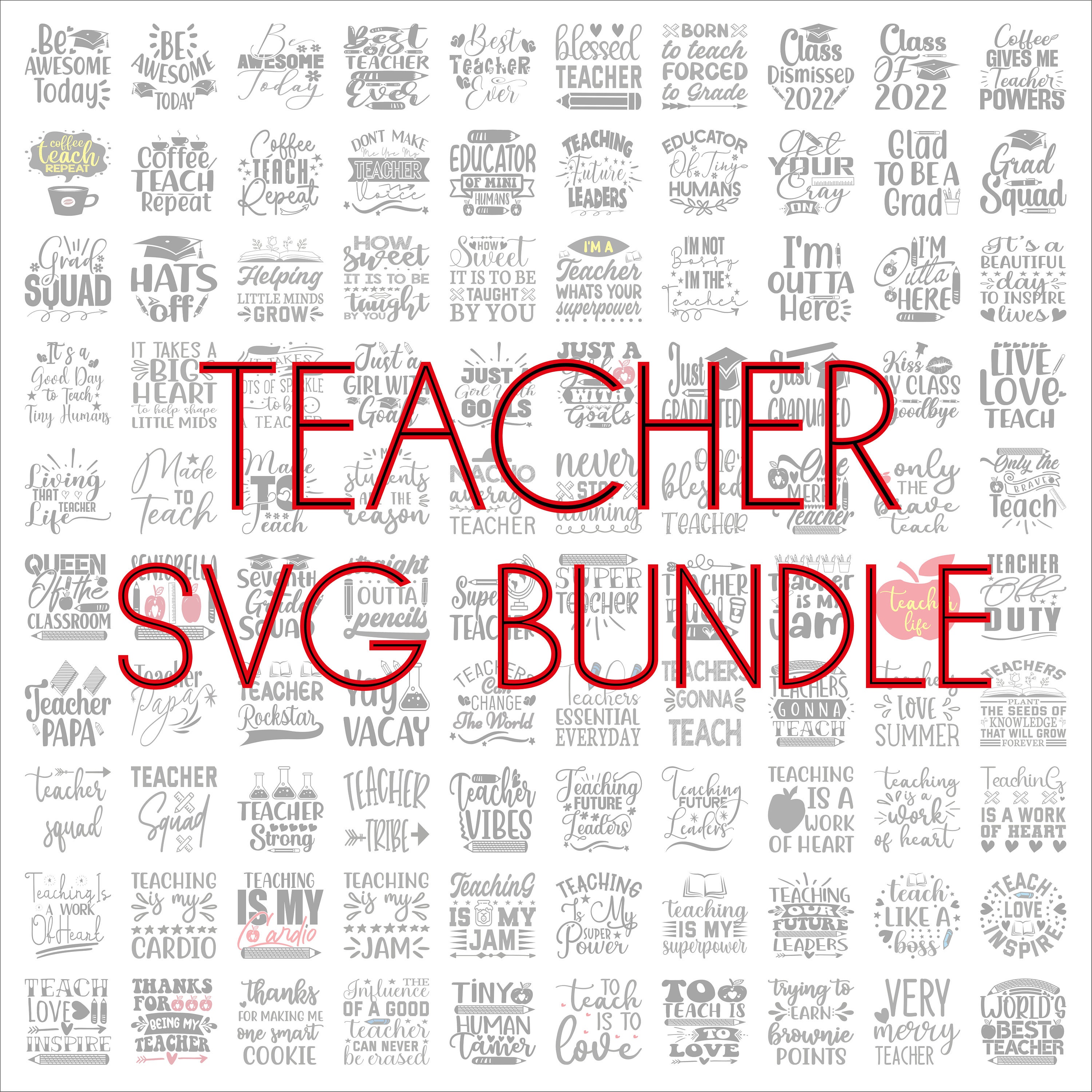 Teacher SVG Bundle, Digital Download, Cricut Cutting Files, Teacher PNG ...