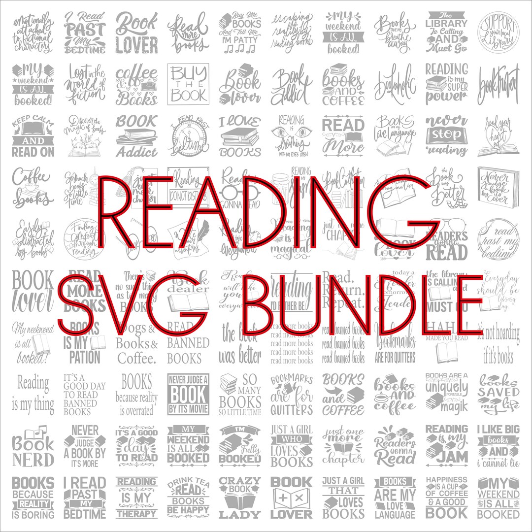 Reading Books SVG Bundle, SVG Files for Cricut, Digital Download ...