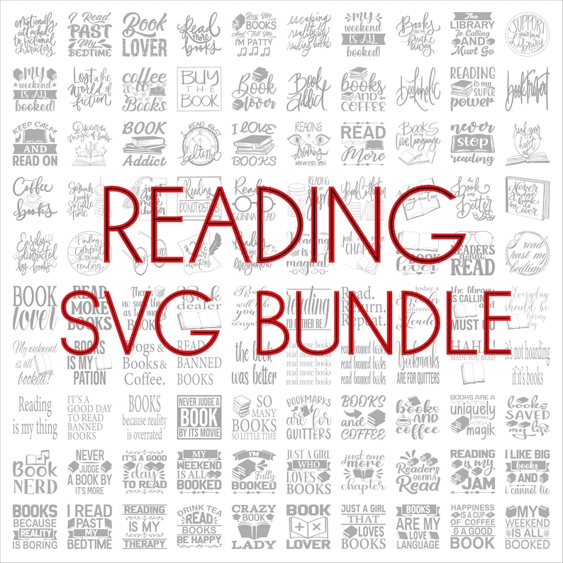 Reading Books SVG Bundle, SVG Files for Cricut, Digital Download ...