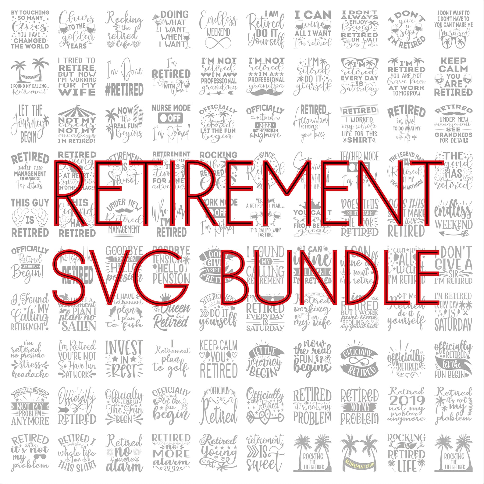 Retirement SVG Bundle, SVG Files for Cricut, Digital Download ...