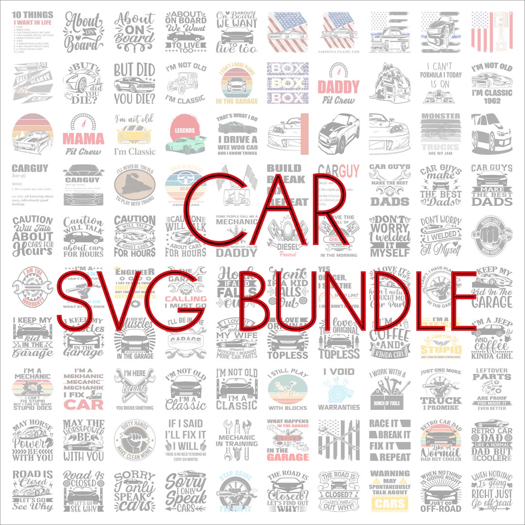 Car SVG Bundle, Digital Download, SVG Files for Cricut, Car PNG, 100 ...