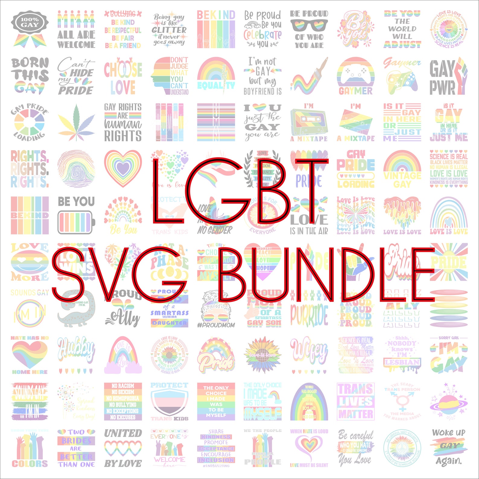 LGBT Svg Bundle, LGBT Quotes, SVG Files for Cricut, Pride Svg, Digital ...
