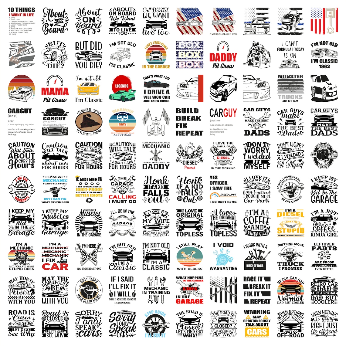 Car SVG Bundle, Digital Download, SVG Files for Cricut, Car PNG, 100 ...