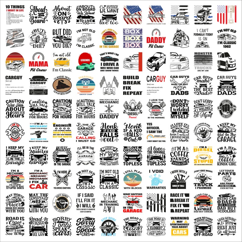 Car SVG Bundle, Digital Download, SVG Files for Cricut, Car PNG, 100 ...