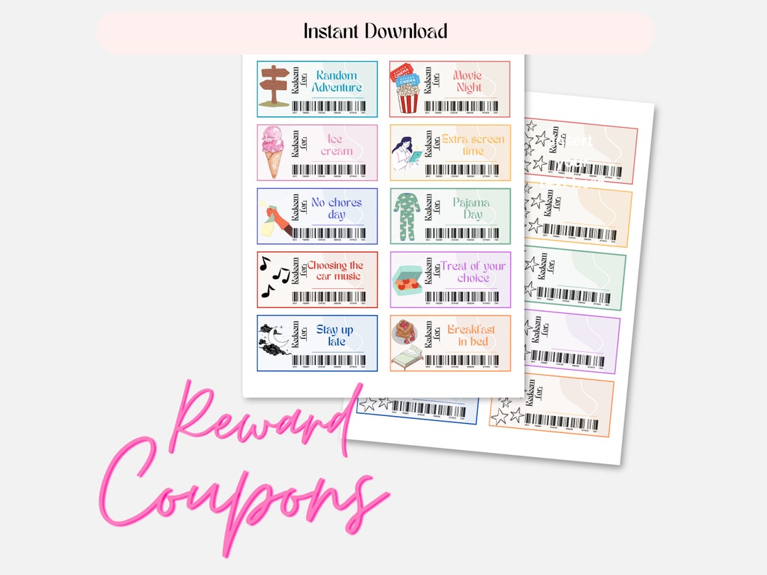 Printable Kids Rewards Coupons, Customisable Rewards Vouchers for ...